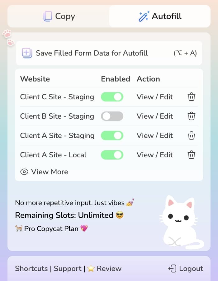 MultiField CopyCat: Extension to Copy & Autofill Web Forms