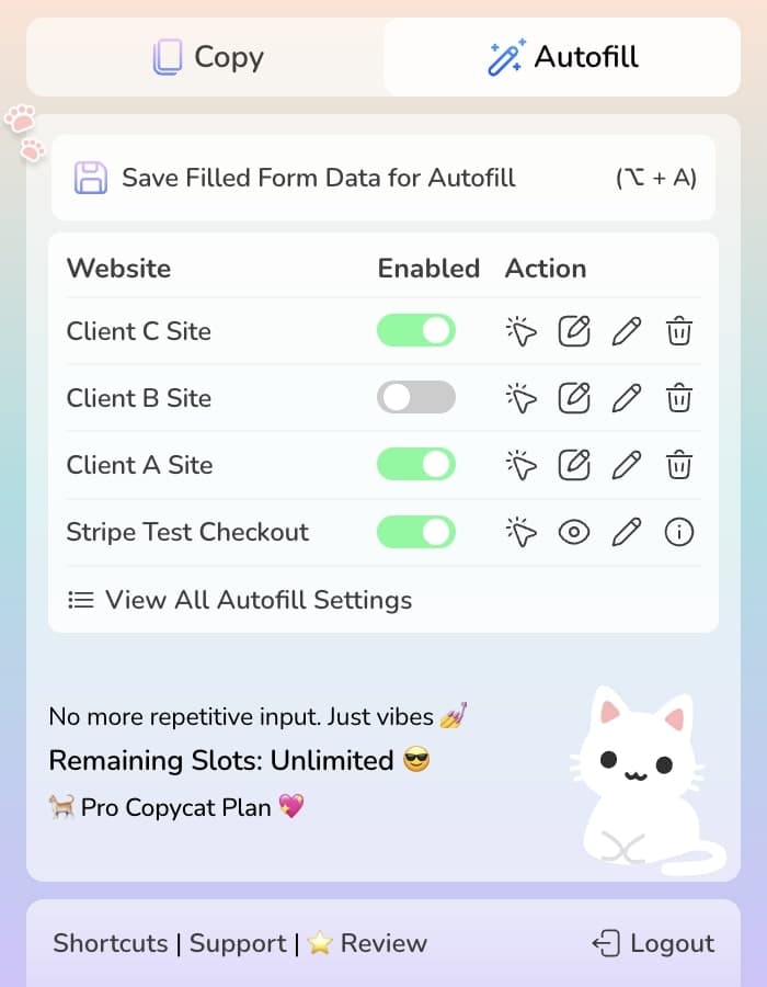 MultiField CopyCat: Extension to Copy & Autofill Web Forms