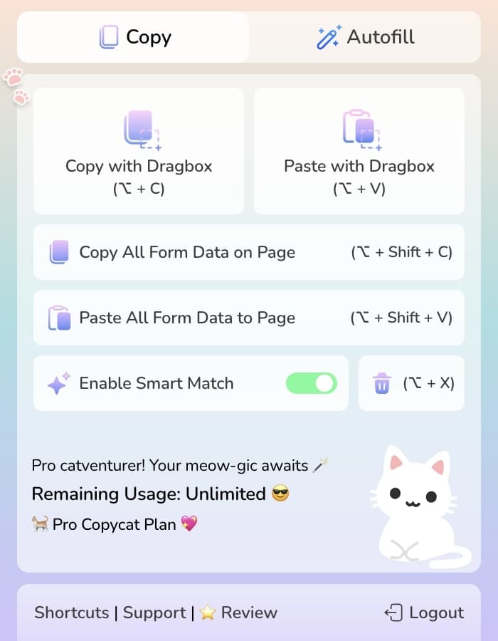 MultiField CopyCat: Extension to Copy & Autofill Web Forms